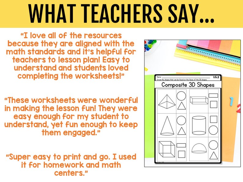 1st Grade Geometry Worksheets: 2D & 3D Shapes (PDF) - Etsy