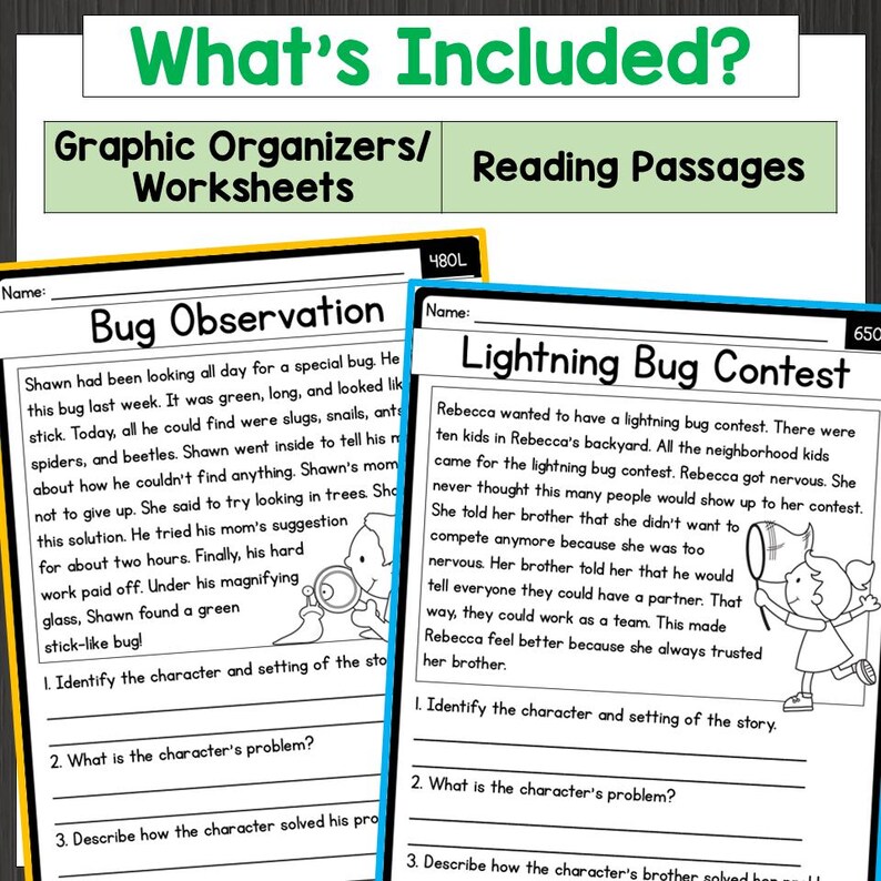 2nd Grade Reading Comprehension Passages: Story Elements Worksheets ...