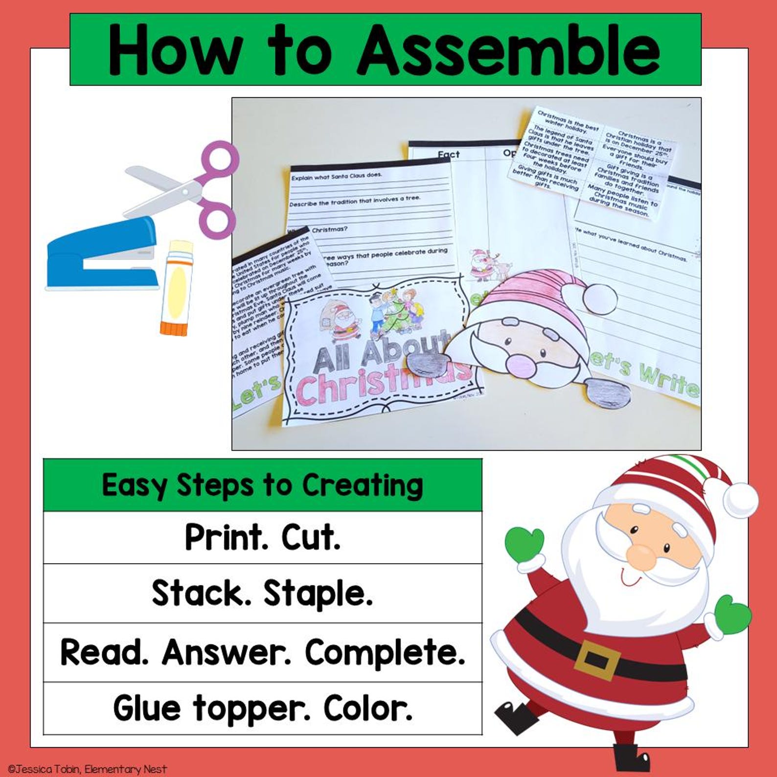 Christmas Reading Flip Book With Writing Activities and Craft ...
