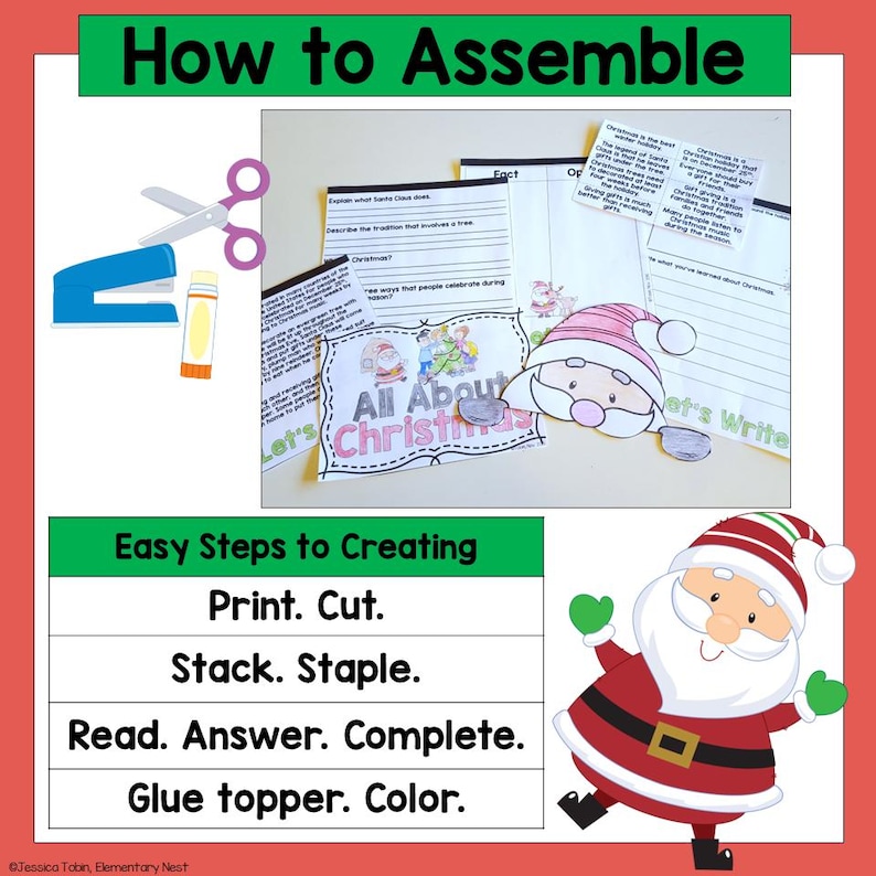 Christmas Reading Flip Book With Writing Activities and Craft ...