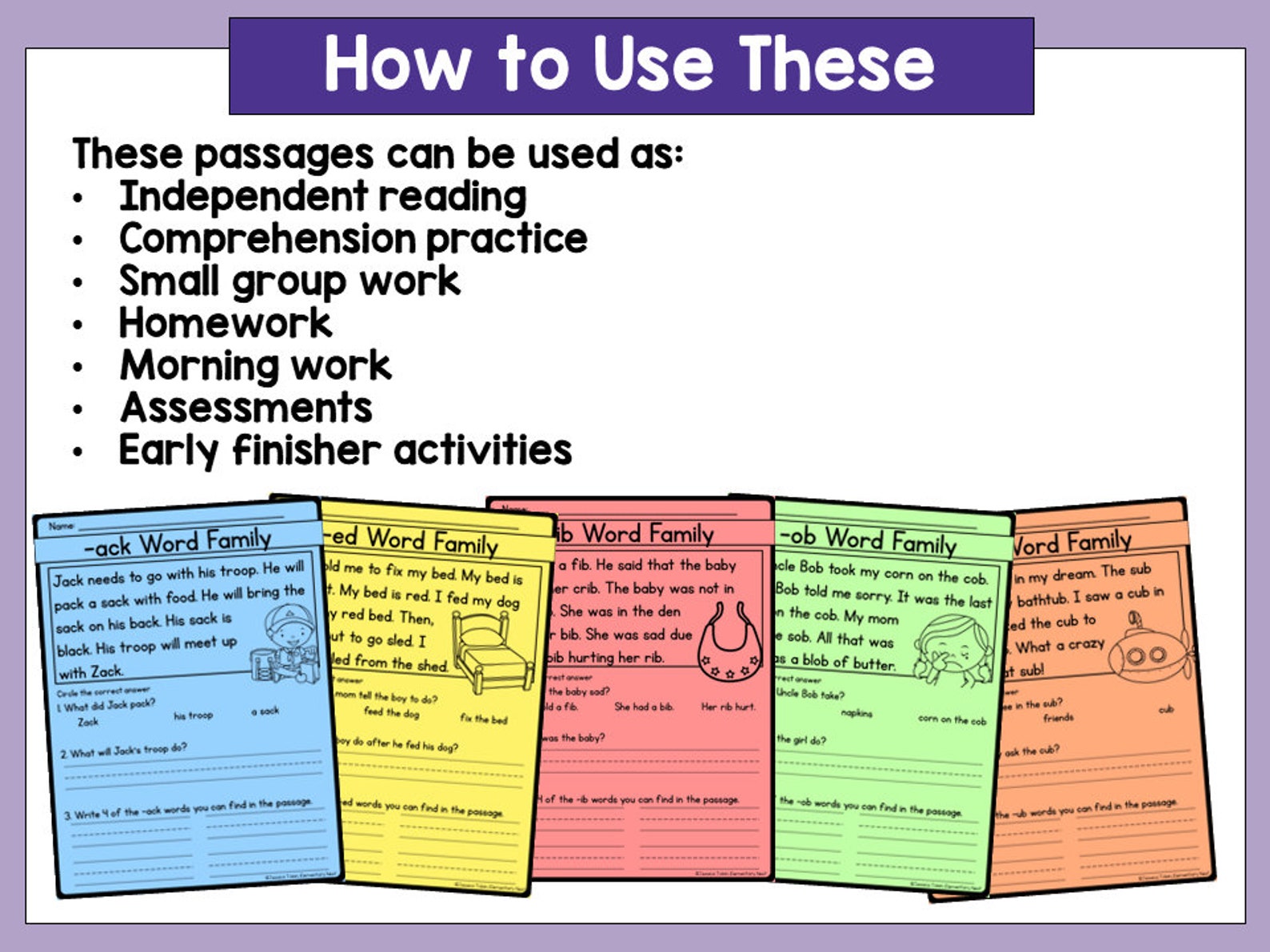 Decodable Readers Passages Science of Reading CVC Word Families Reading ...