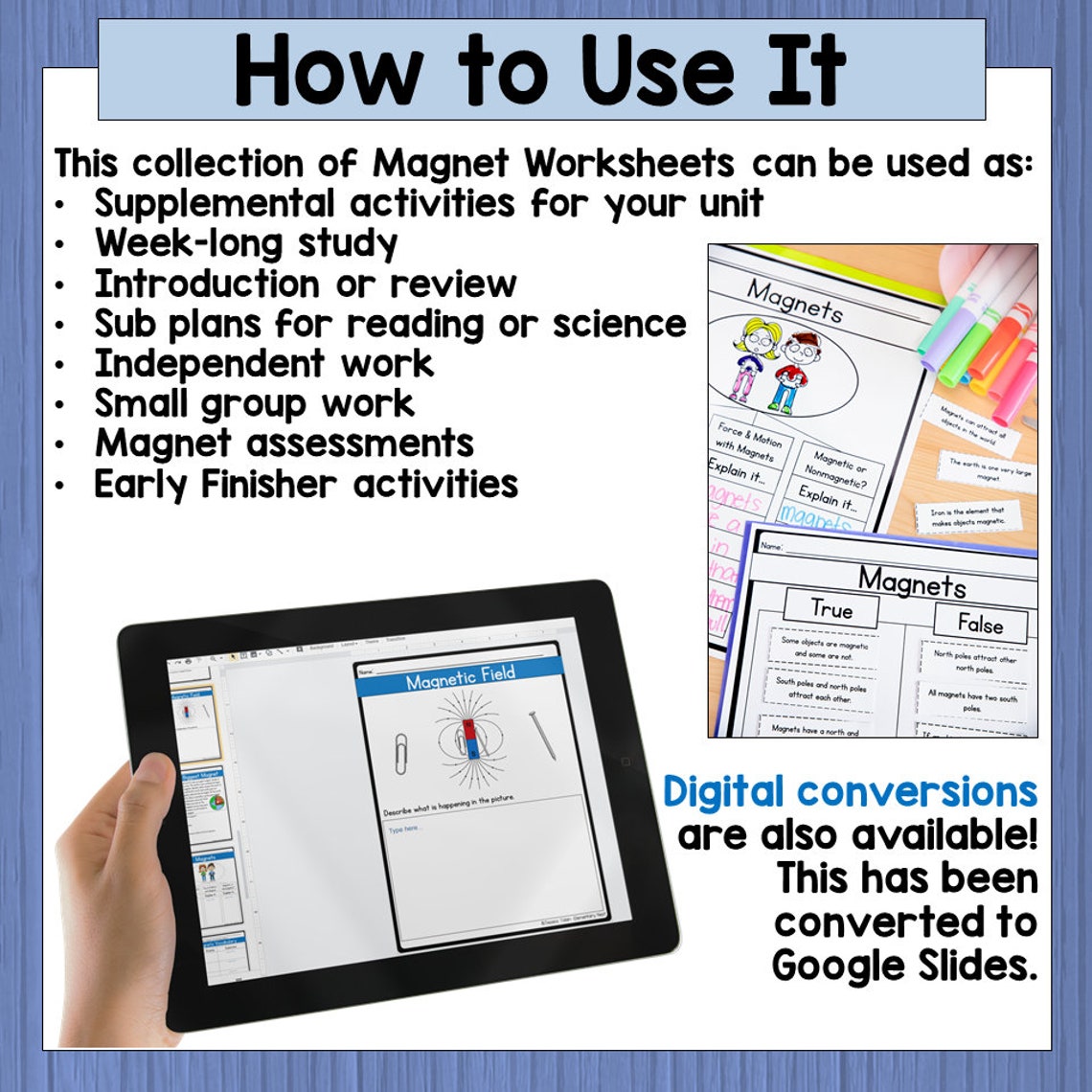 Magnets Unit and Magnetism Activities, Worksheets, and Reading Passages ...