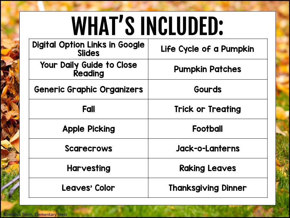 Close Reading Passages Fall Reading Comprehension Fall Nonfiction ...
