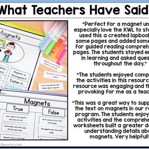 Magnets Unit and Magnetism Activities, Worksheets, and Reading Passages ...