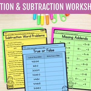Addition and Subtraction Within 20 Word Problem Addition & Subtraction ...