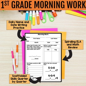 1st Quarter First Grade Morning Work Set 1, Morning Work 1st Grade ...