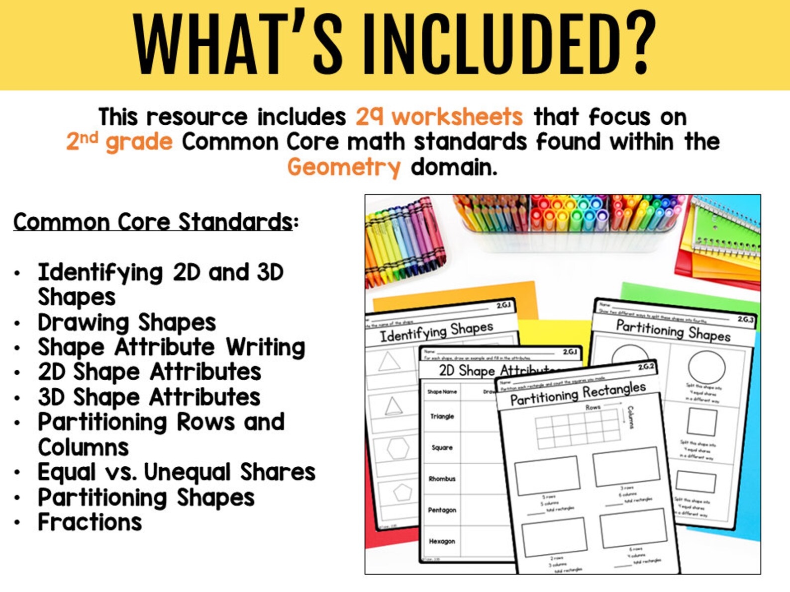 2D Shapes 3D Shapes Worksheets, Fractions, Partitioning 2nd Grade ...