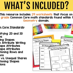 2D Shapes 3D Shapes Worksheets, Fractions, Partitioning 2nd Grade ...