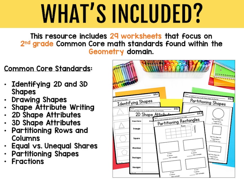 2D Shapes 3D Shapes Worksheets, Fractions, Partitioning 2nd Grade ...
