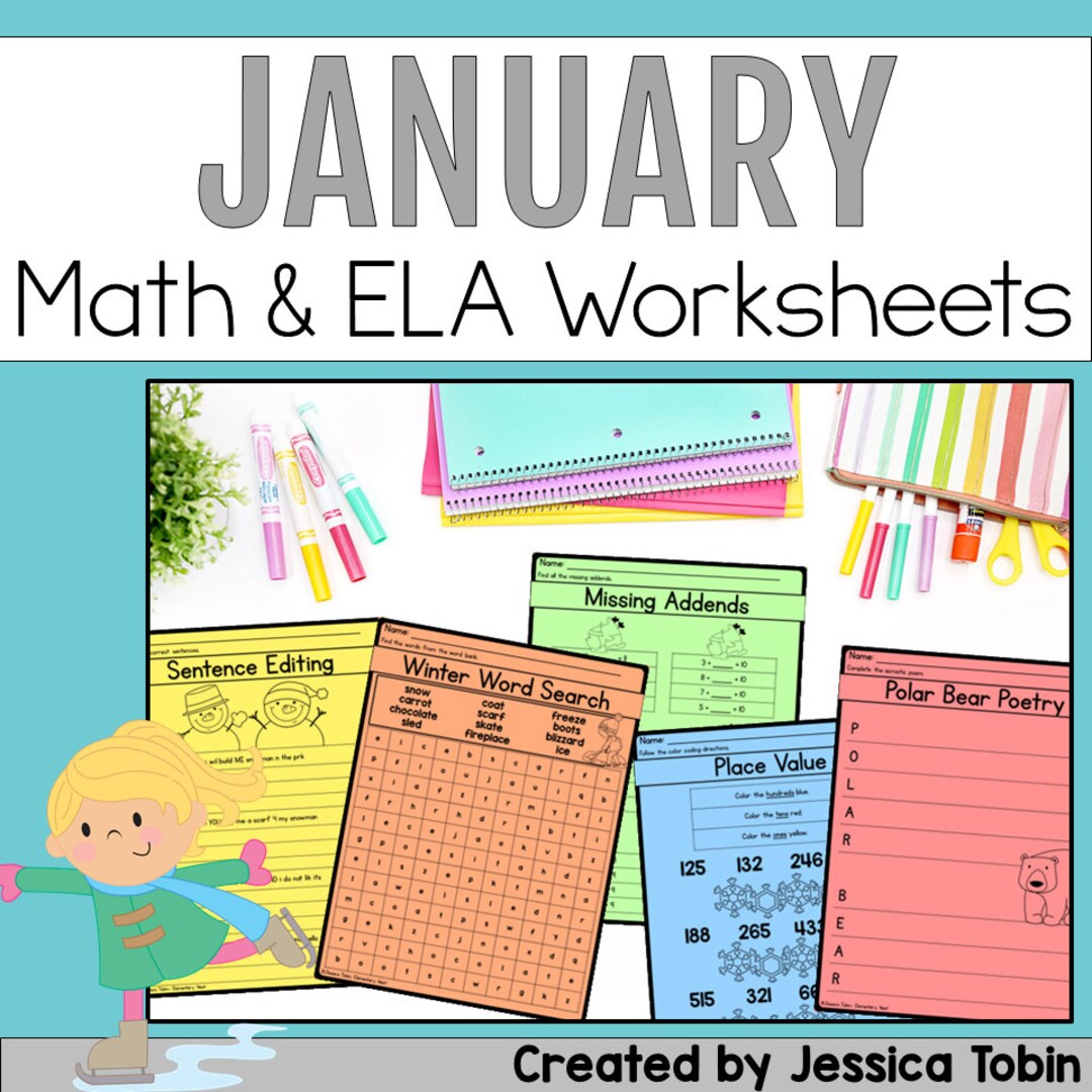 January Worksheets Math, Writing, Language Winter Word Search ...