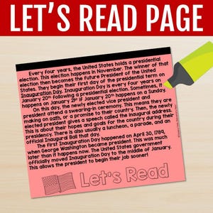 Inauguration Day Craft Reading Flip Book, Inauguration Day 2025 ...
