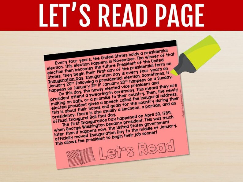 Inauguration Day Craft Reading Flip Book, Inauguration Day 2025 ...