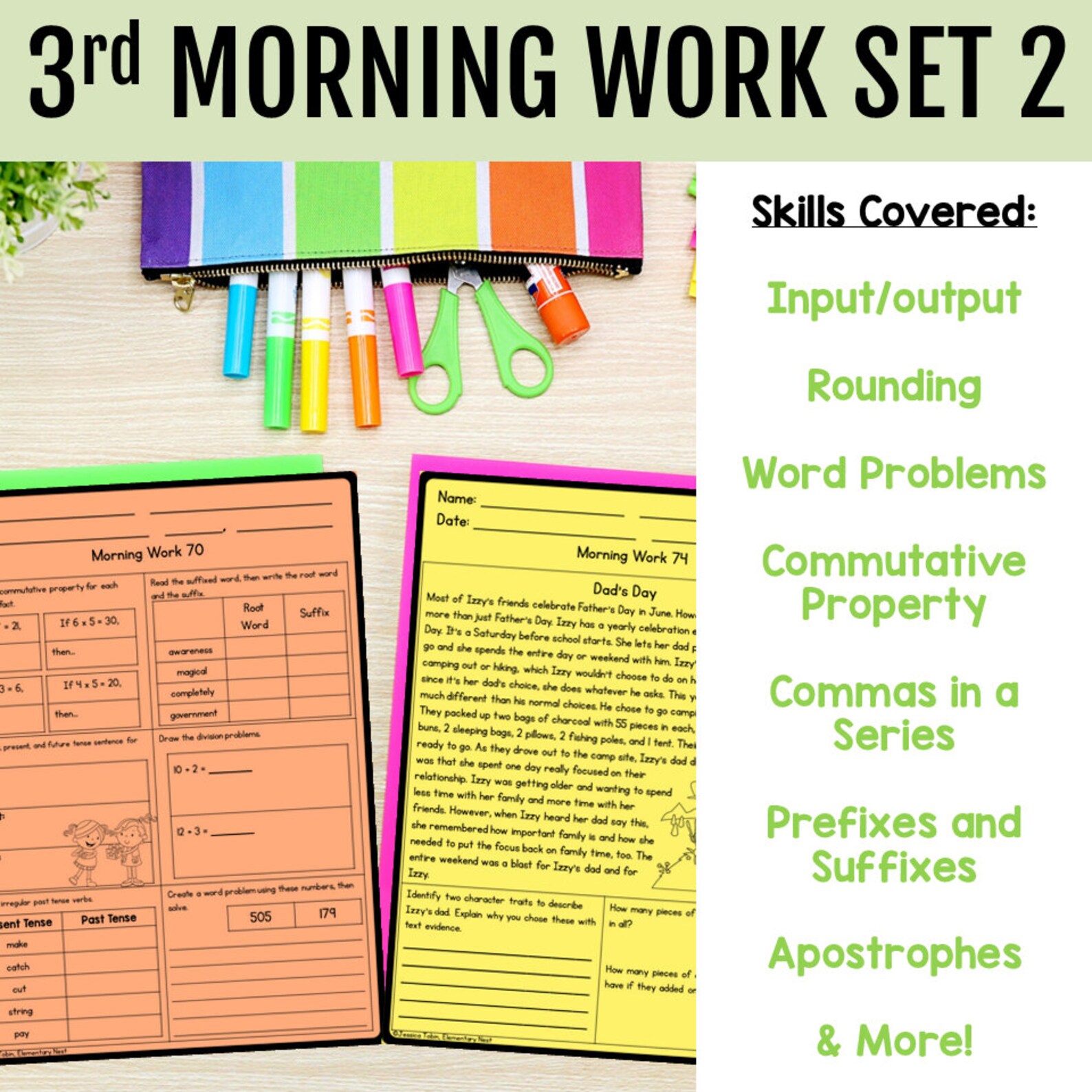 2nd Quarter Third Grade Morning Work, Math, Grammar, and Reading Review ...