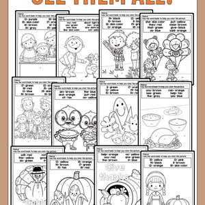 Thanksgiving Coloring Pages Color by Sight Word and Number Math Crafts ...
