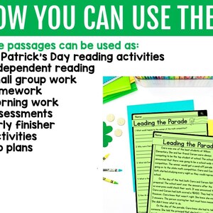 St. Patrick's Day Standards Based Reading Comprehension 3rd & 4th Grade ...