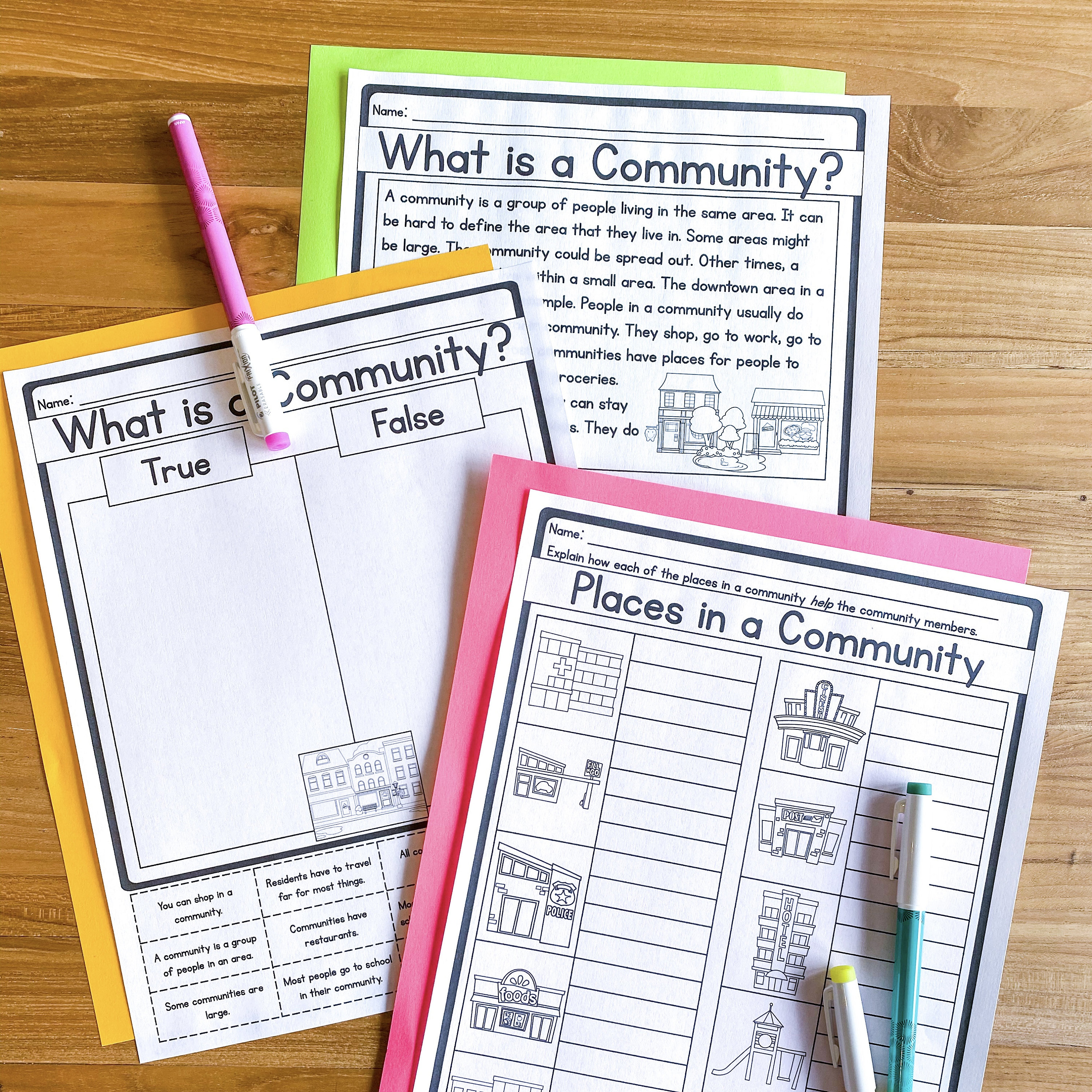 Communities Social Studies Unit: Reading Passages and Worksheets (PDF ...