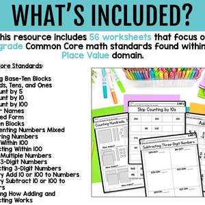 Place Value Worksheets With Place Value Chart and Poster 2nd Grade ...