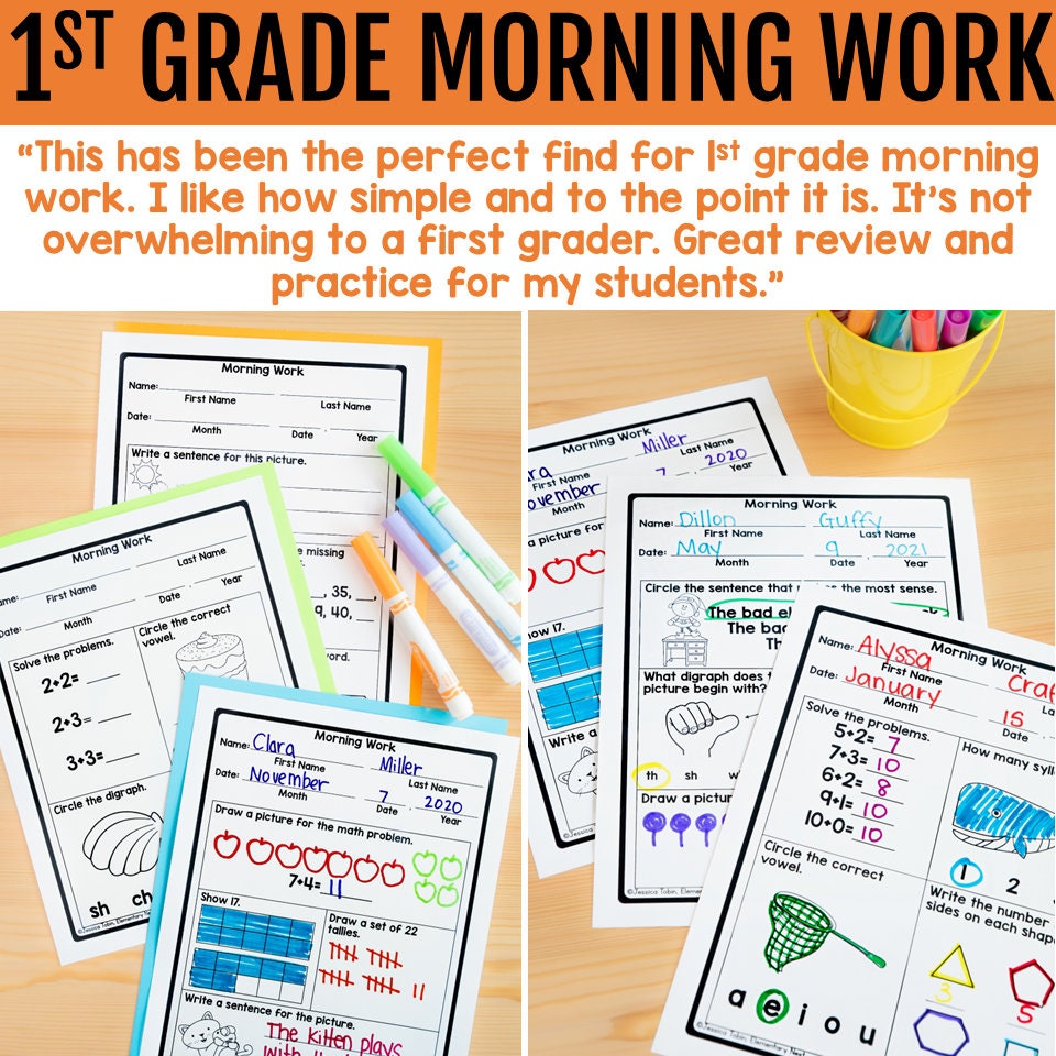 First Grade Morning Work, ELA & Math Morning Work 1st Grade Spiral ...