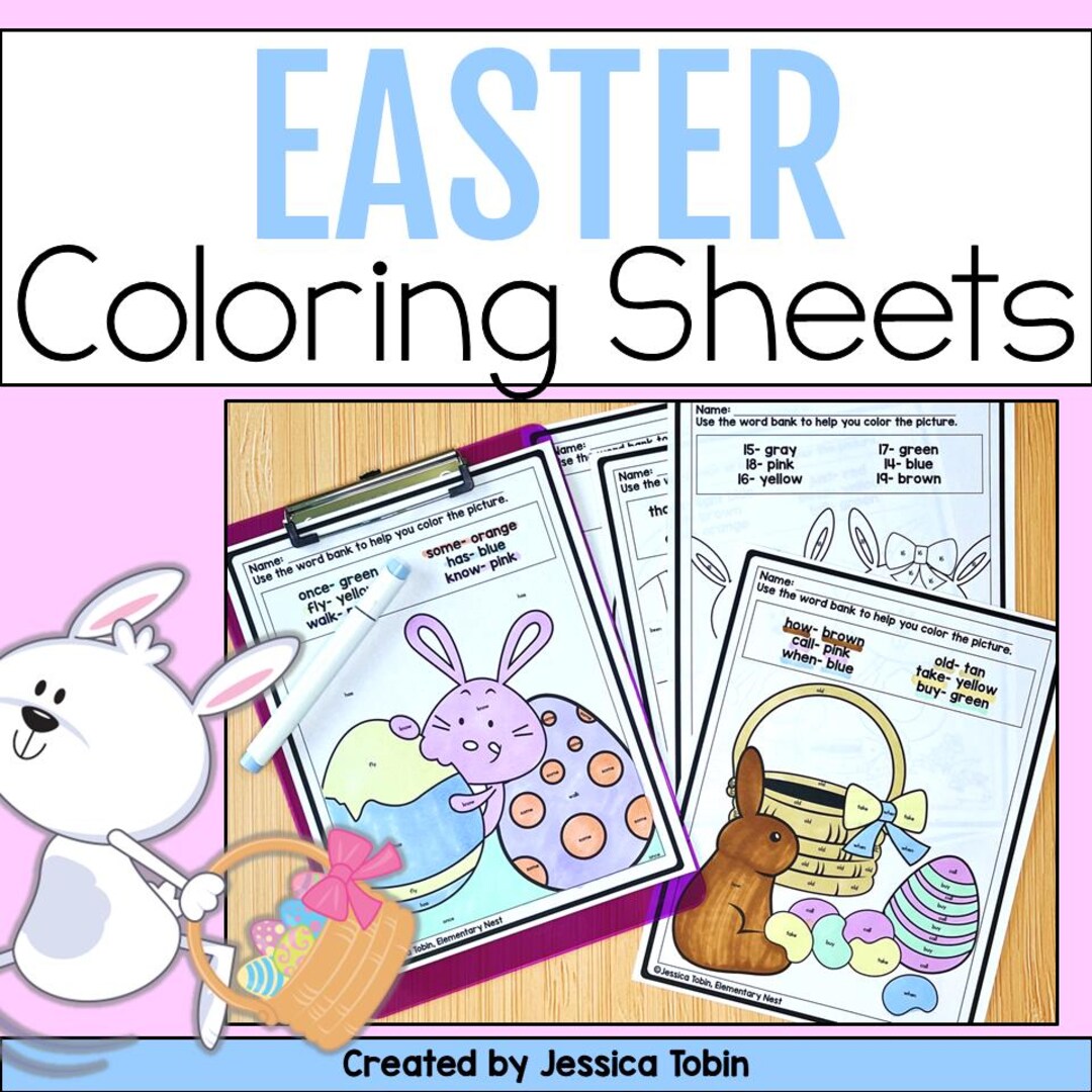 Easter Coloring Pages Easter Color Sheets Color by Number Sight Word ...