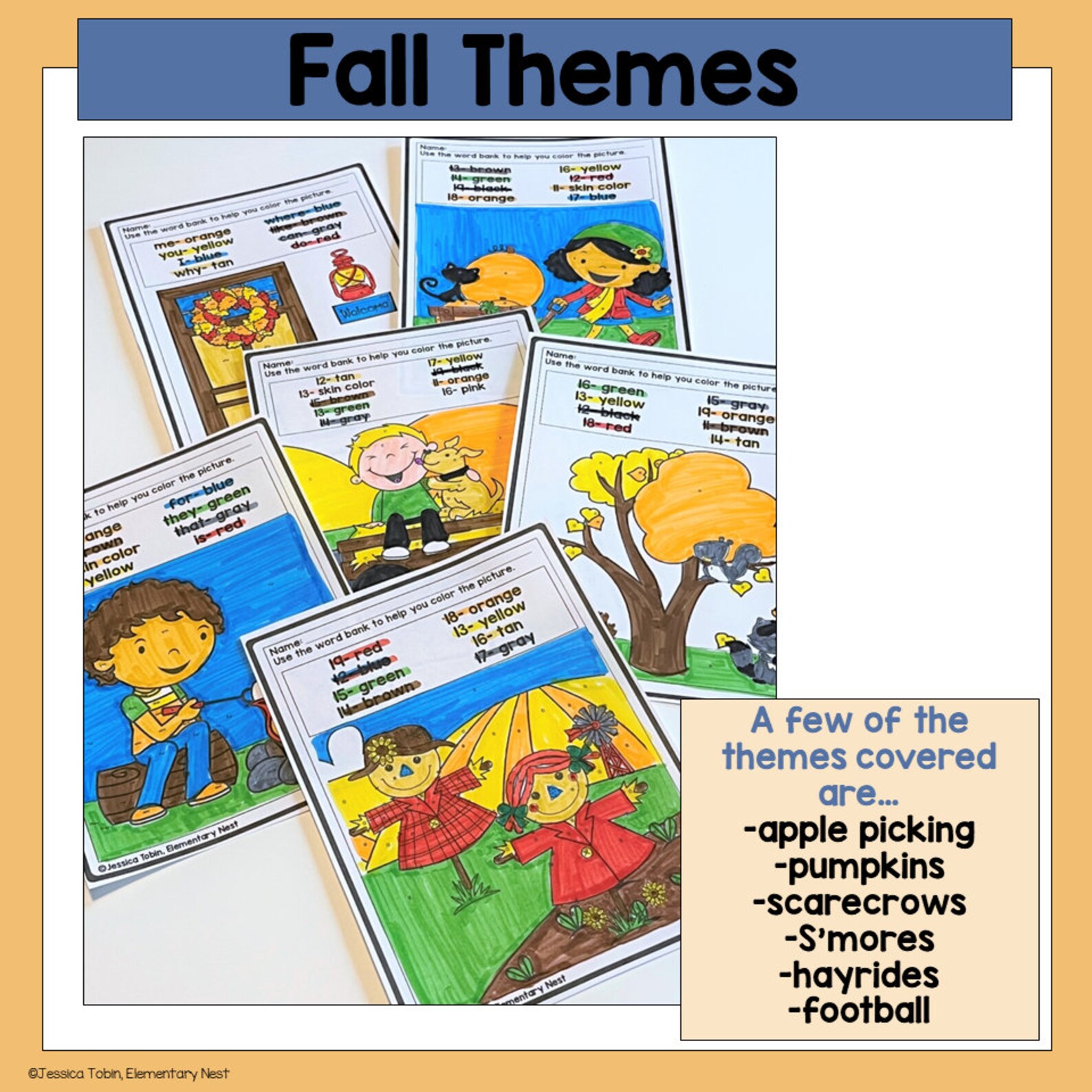 Fall Coloring Pages - Fall Color by Number and Color by Sight Word ...
