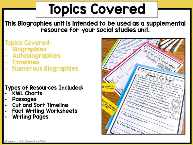 Biography Unit: Reading Passages & Graphic Organizers (PDF Download) - Etsy