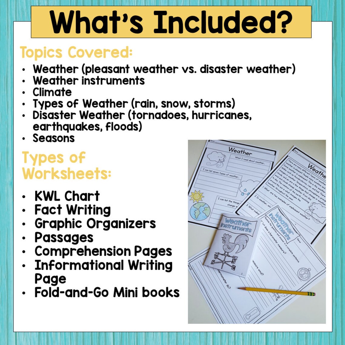 Weather Worksheets and Passages - Weather and Climate Activities, Tools ...