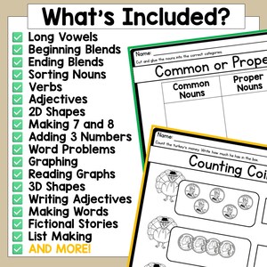 November Worksheets Math, Writing, Language Thanksgiving Veterans Day ...