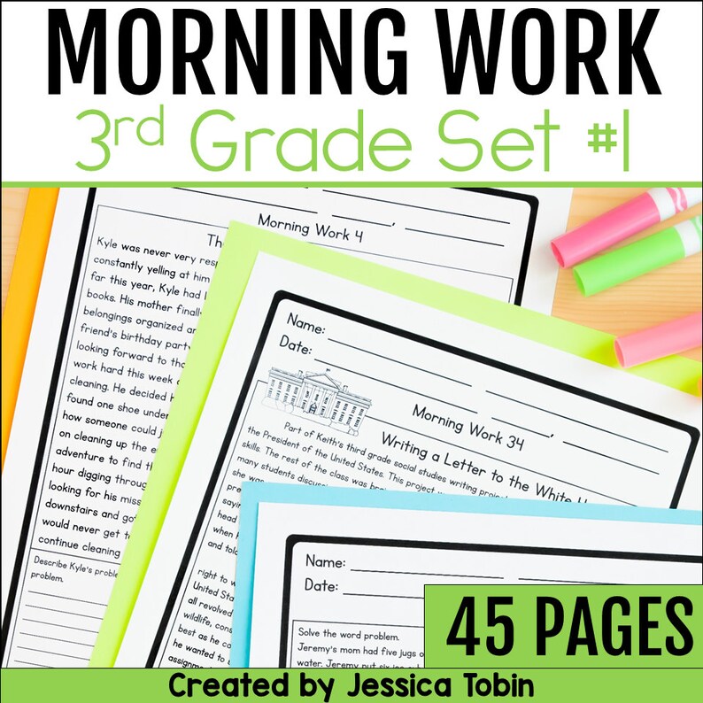 1st Quarter Morning Work 3rd Grade, 3rd Grade ELA Spiral Review, Math ...