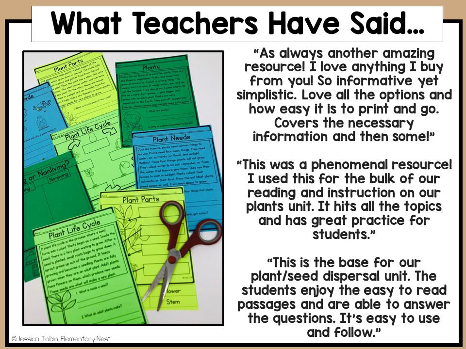 Plant Science Unit: Plant Life Cycle & Parts Reading Passages (PDF ...