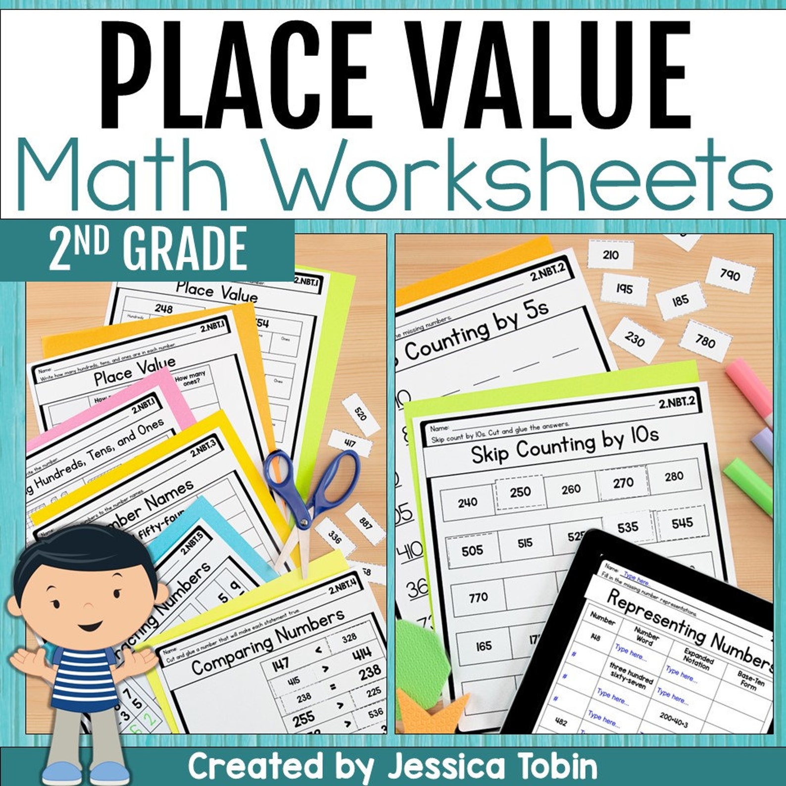 Place Value Worksheets With Place Value Chart and Poster 2nd Grade ...