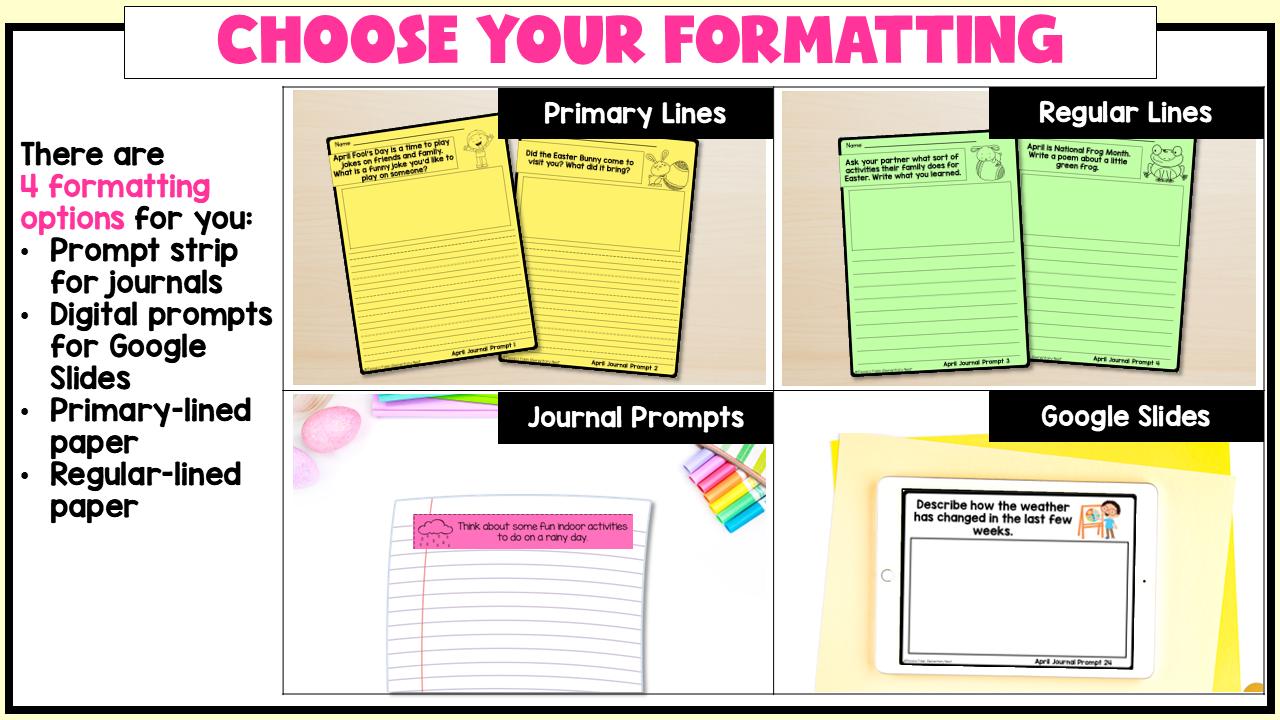 April Writing Prompts, Spring - Writing Papers, Digital Slides, or ...