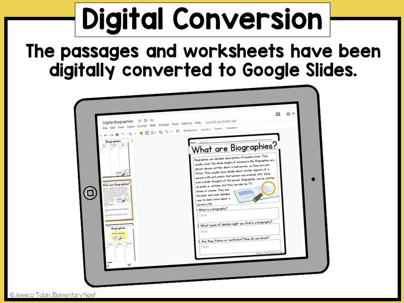 Biography Unit: Reading Passages & Graphic Organizers (PDF Download) - Etsy