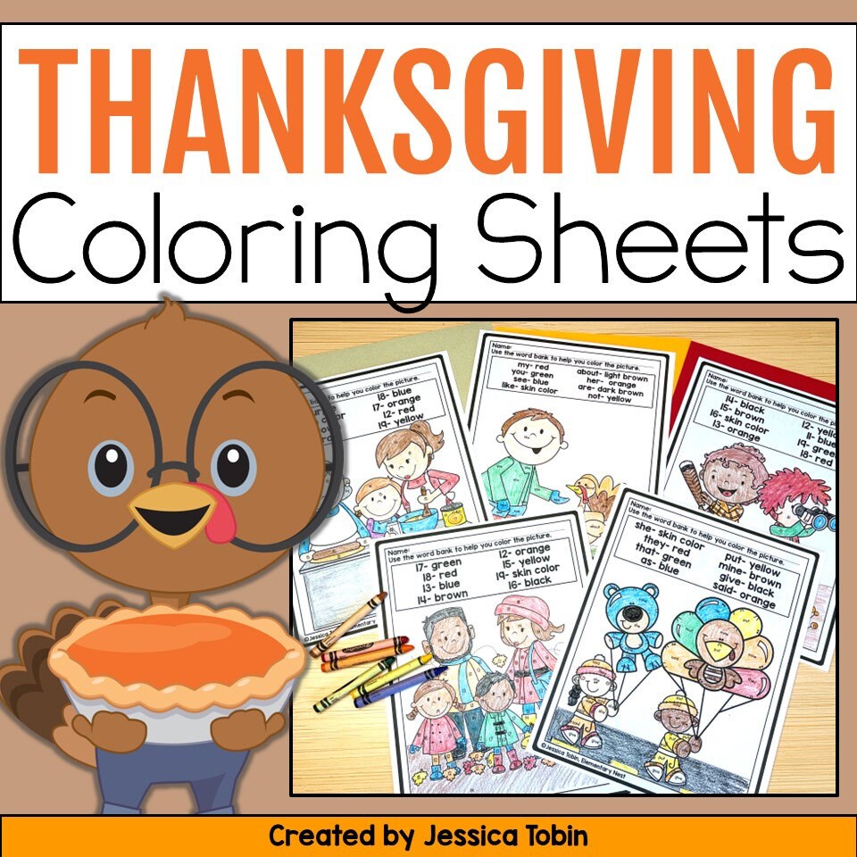 Thanksgiving Coloring Pages Color by Sight Word and Number Math Crafts ...