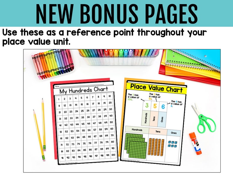 Place Value Worksheets With Place Value Chart and Poster 2nd Grade ...