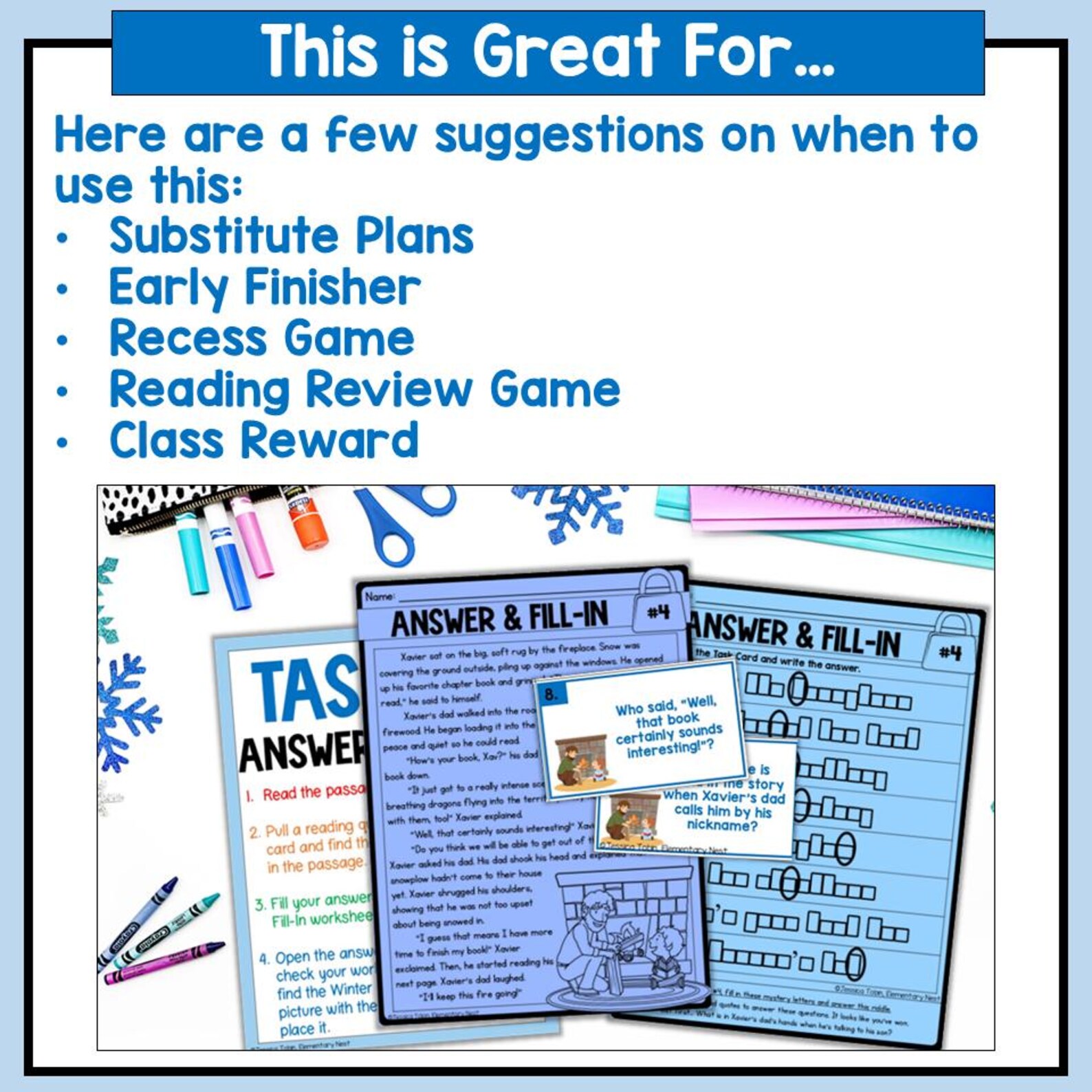 Winter Reading Comprehension Escape Room Winter Challenge Fun Winter ...