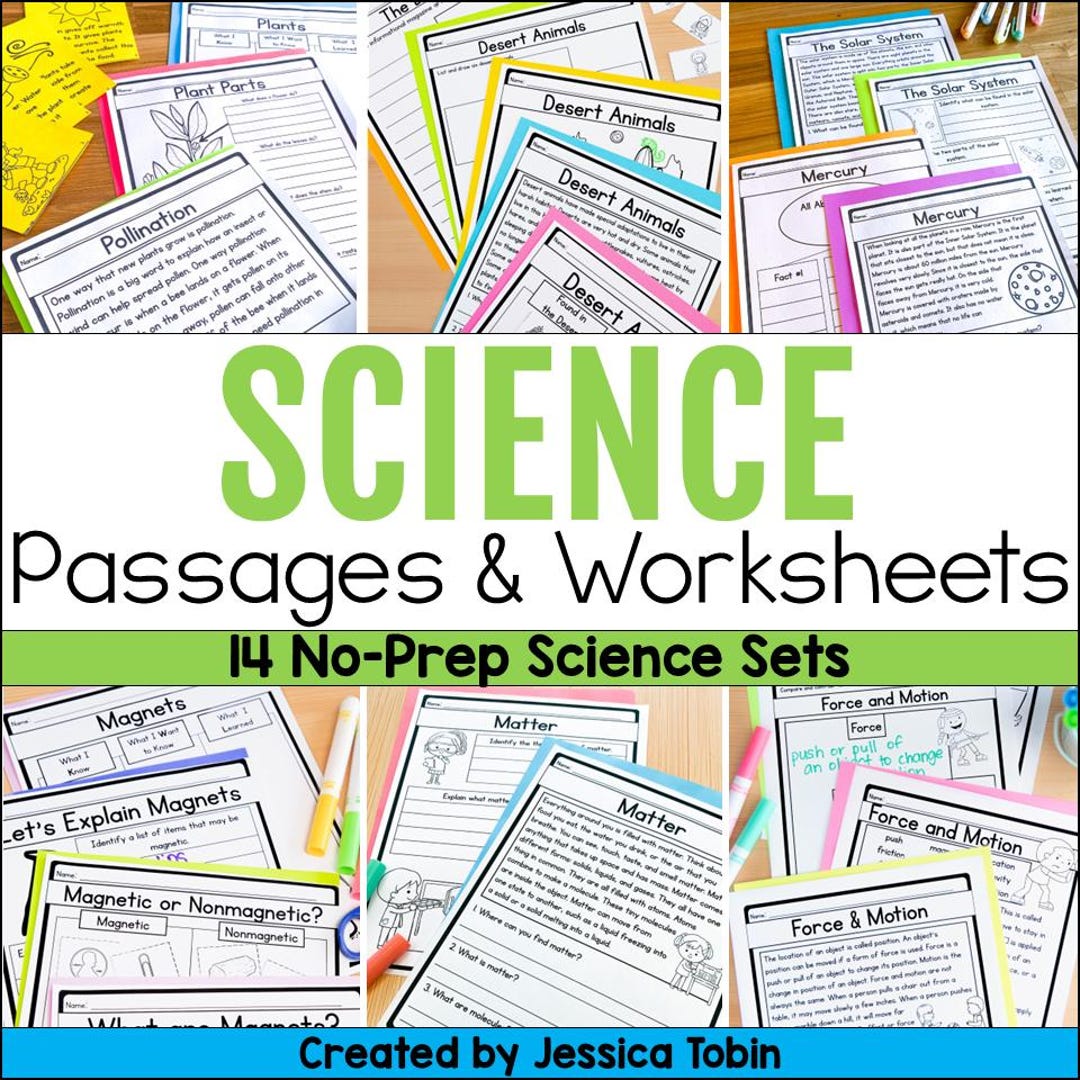 Science Worksheets Bundle: Reading Comprehension and Worksheets, Grades ...