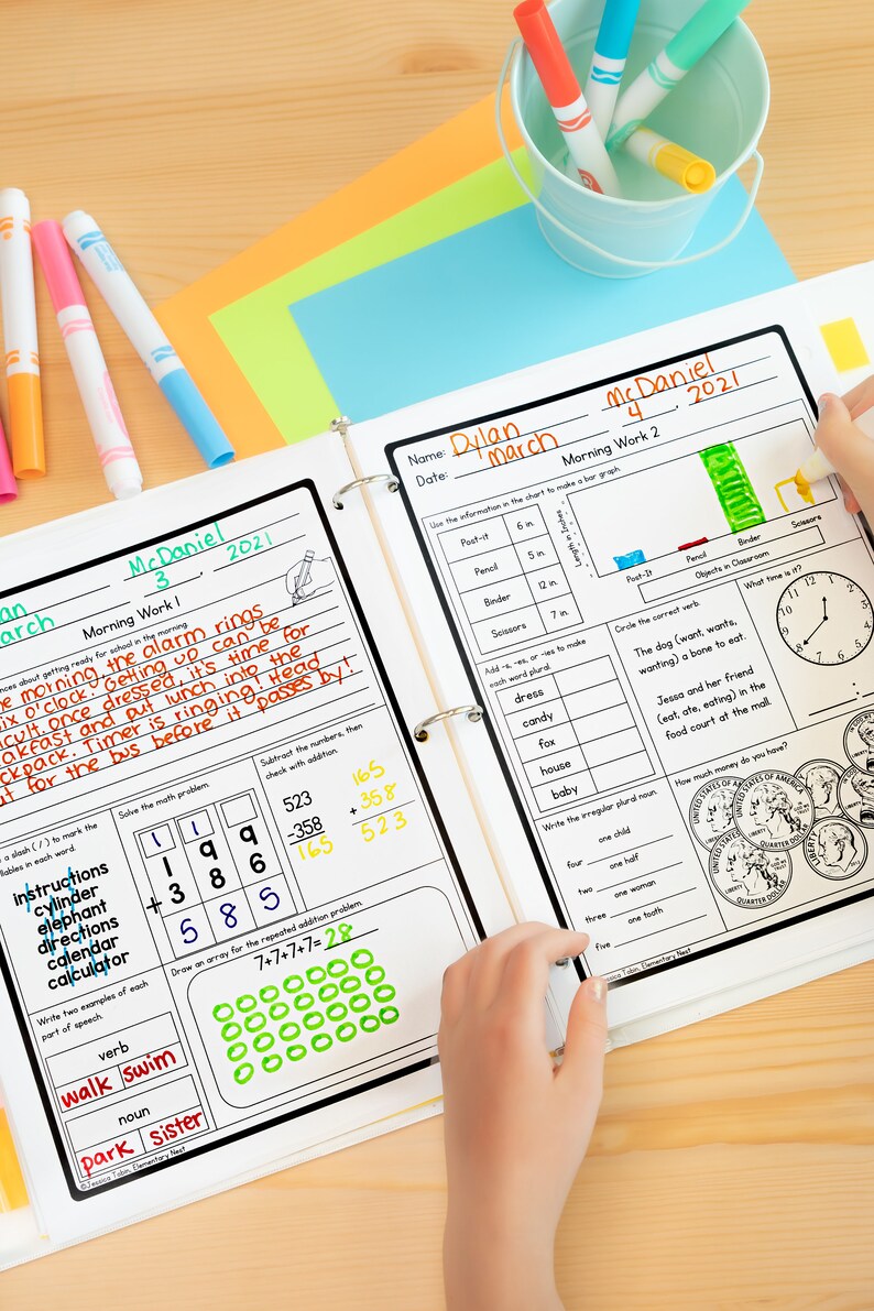 1st Quarter Morning Work 3rd Grade, 3rd Grade ELA Spiral Review, Math Review, Set 1 Third Grade ...