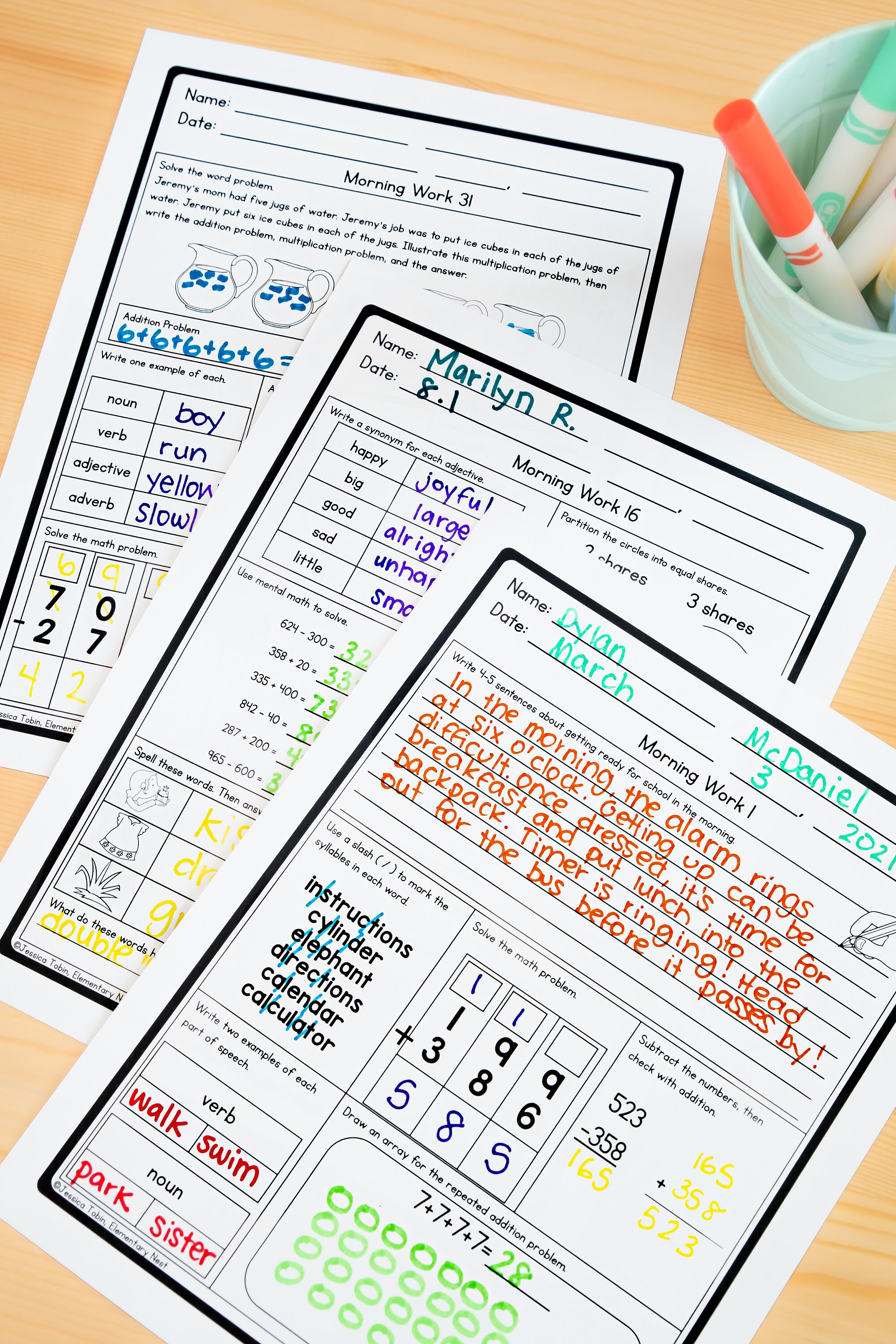 2nd Quarter Third Grade Morning Work, Math, Grammar, and Reading Review ...