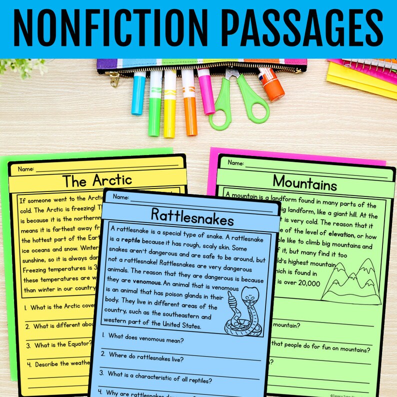 Nonfiction Reading Comprehension Passages: 1st-2nd Grade (PDF Download ...