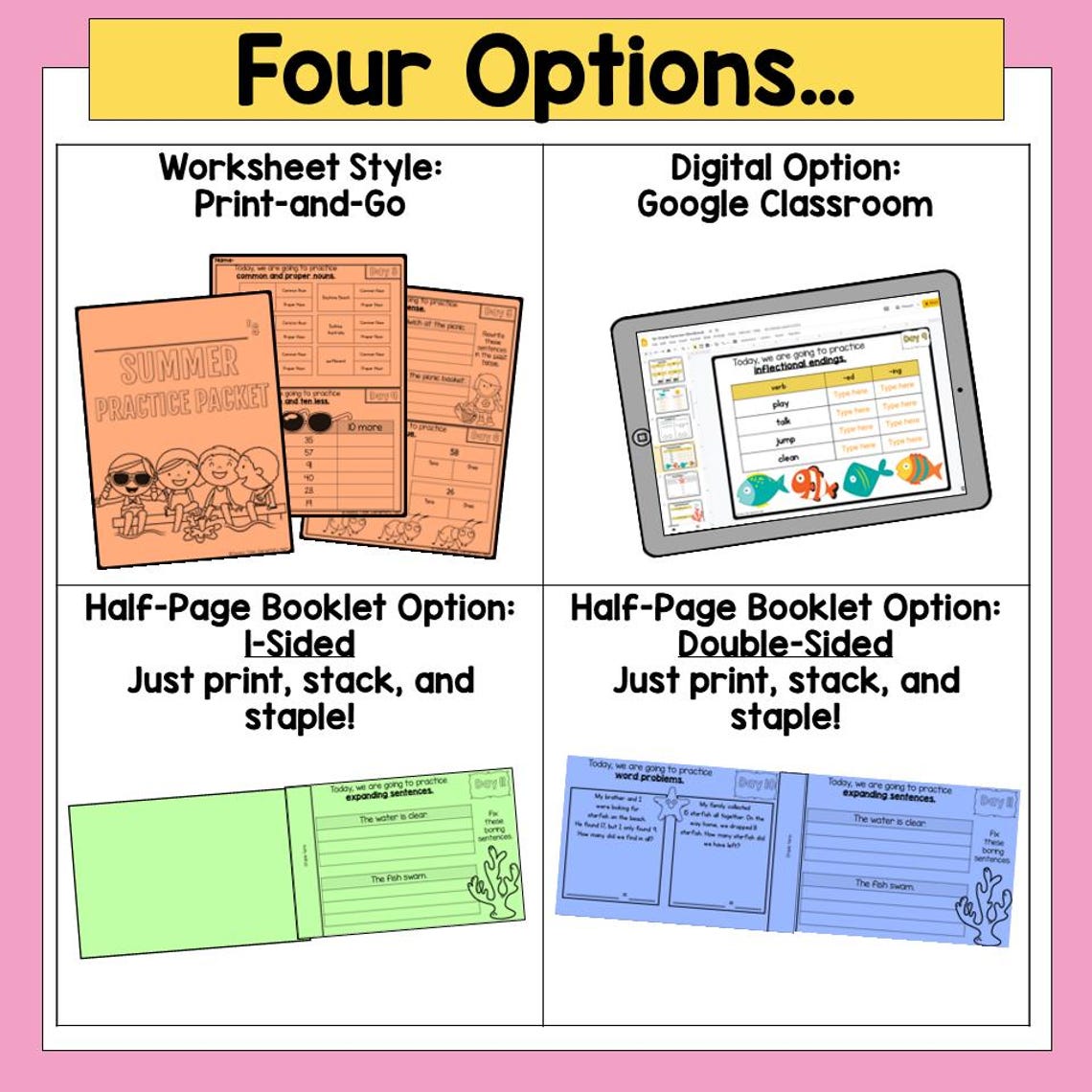 First Grade Summer Packet - Summer Review Packet - End of Year Fun ...