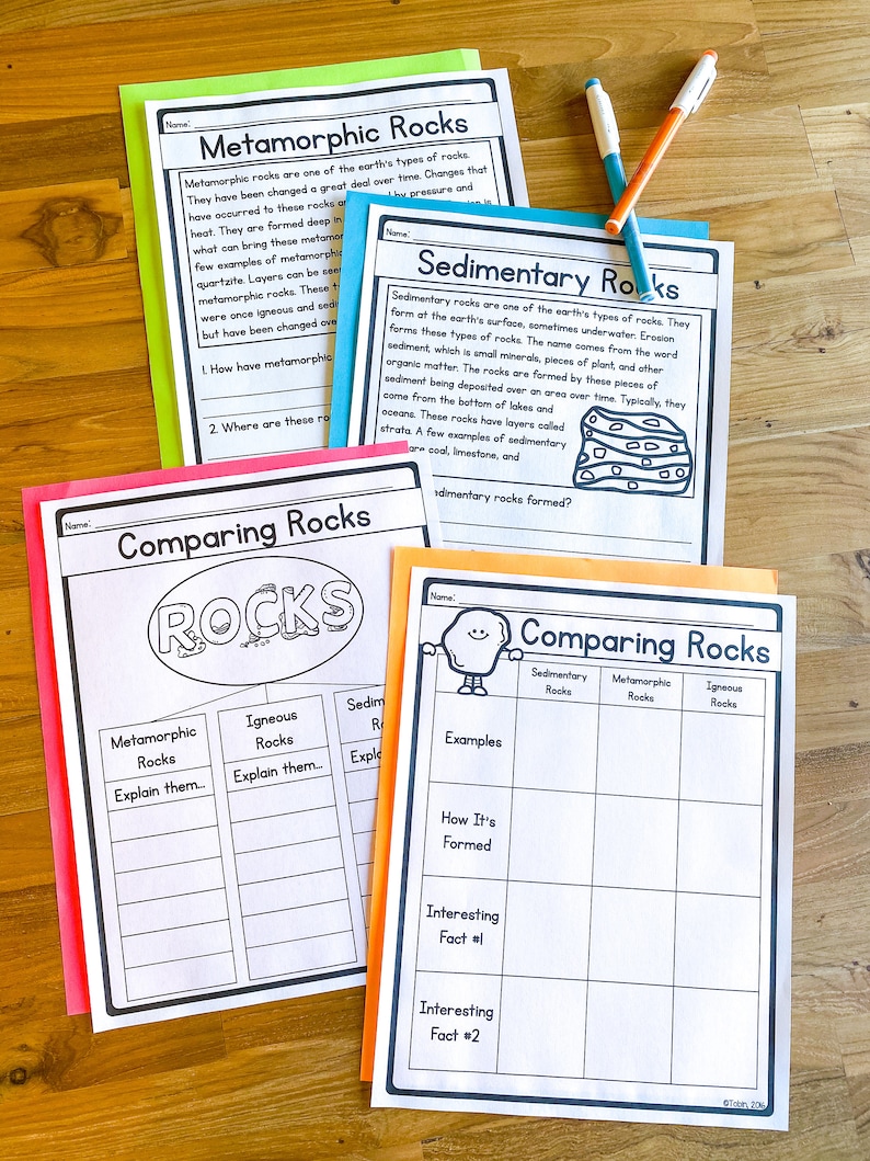 Rocks and Minerals Worksheets and Passages, Types of Rocks & Rock Cycle ...