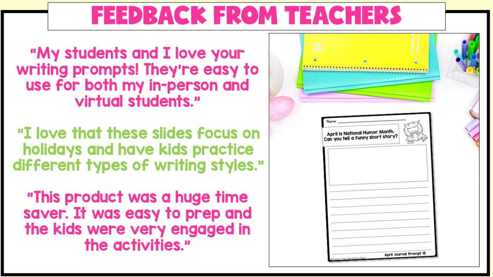 April Writing Prompts, Spring - Writing Papers, Digital Slides, or ...