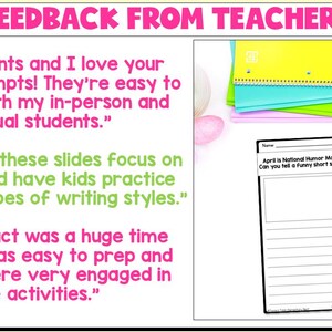 April Writing Prompts, Spring - Writing Papers, Digital Slides, or ...