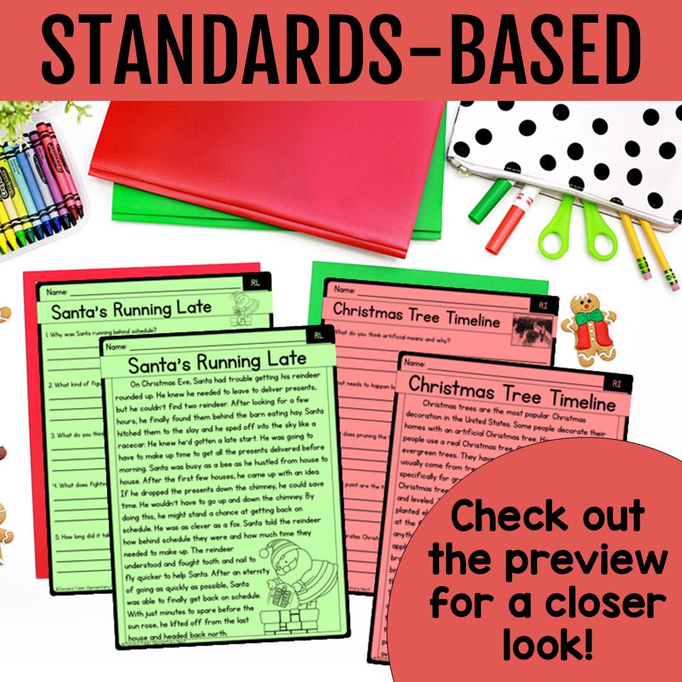 December Reading Comprehension, 4th 3rd Grade Christmas Reading ...