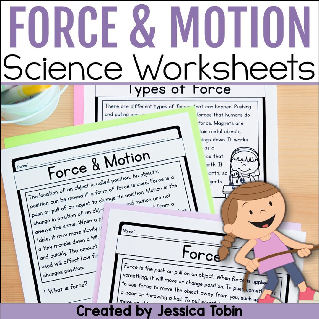 Force and Motion Worksheets & Reading Passages, Motion and Types of ...
