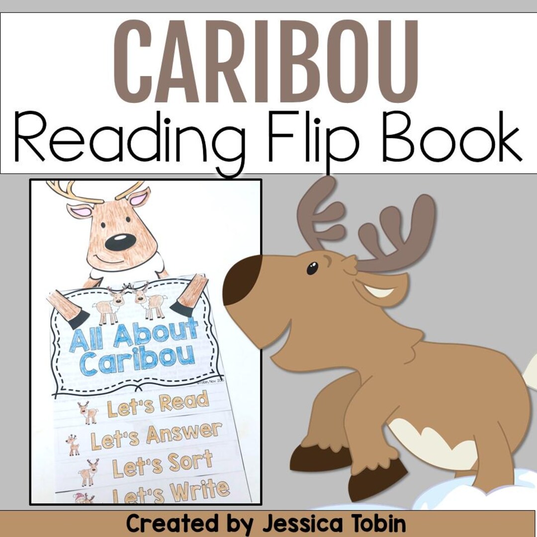 Caribou Reading and Writing Flip Book With Craft Reindeer Activities ...