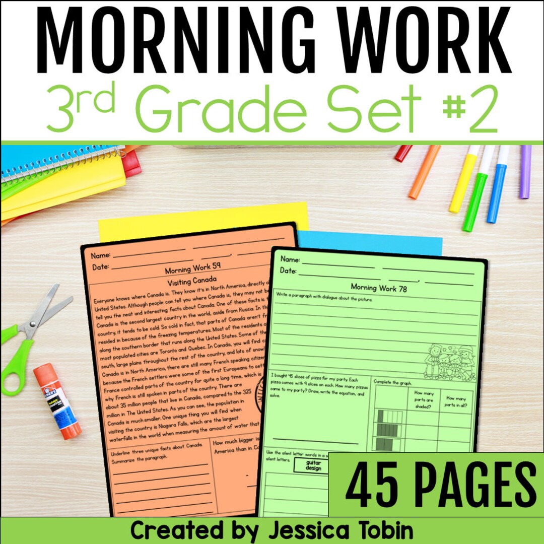 2nd Quarter Third Grade Morning Work, Math, Grammar, and Reading Review ...