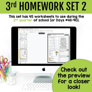 2nd Quarter 3rd Grade Homework With Folder Cover, ELA and Math Review ...