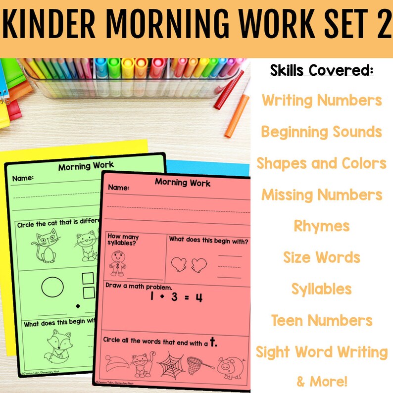 2nd Quarter Kindergarten Morning Work - Math, Grammar, and Reading ...