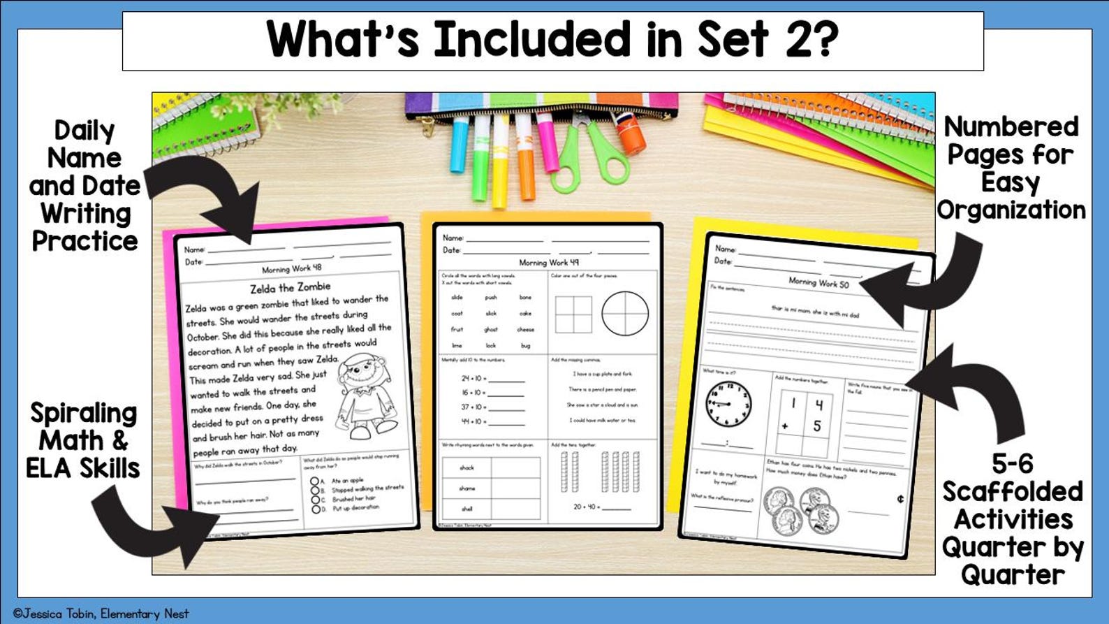 2nd Quarter Second Grade Morning Work - Math, Grammar, and Reading ...